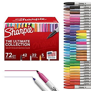 SHARPIE Permanent Markers Ultimate Collection, Fine and Ultra Fine Points, Assorted Colors, 72 Count