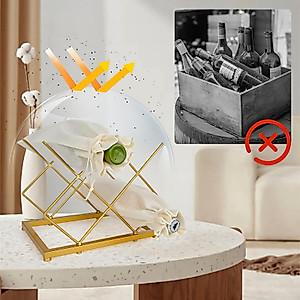 nice-won Wine Rack Countertop - 5 Bottle Freestanding Modern Gold Metal Small Wine Rack Tabletop Wine Bottle Holder Stand for Cabinet Pantry Dining Table Wine Bottle Storage with Reusable Wine Bags