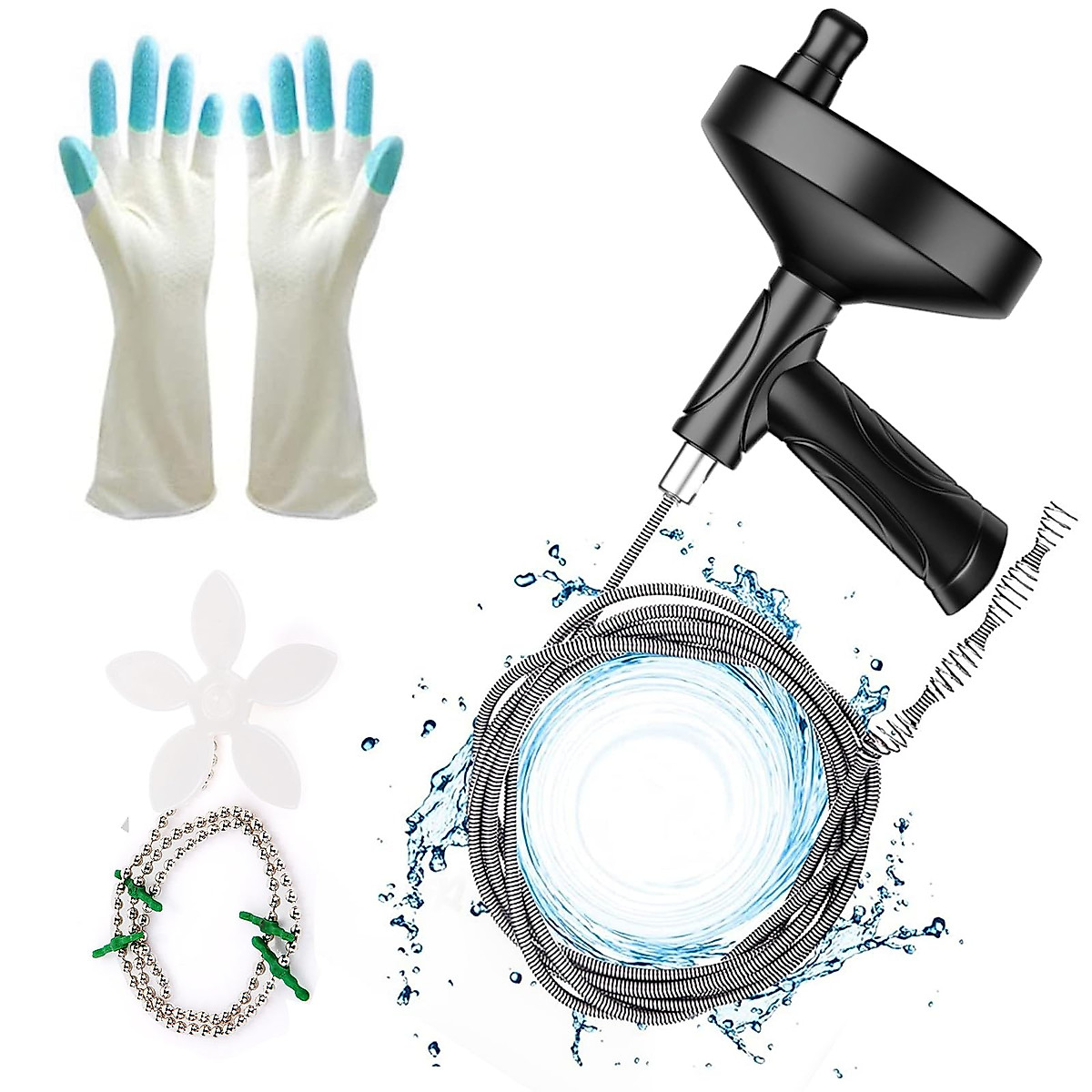 DR.PEN 32FT Drain Auger, [Easy to Use & Highly efficient] Flexible Plumbing Snake Drain Clog Remover, Drain Clog Remover for Kitchen, Bathroom and Shower Sink, Comes with Work Gloves and Floor Drain