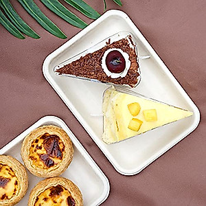 Celel 100 Pack 8 Inch Rectangle Paper Plates Heavy Duty, Bend-Resist Compostable 8 inch Disposable Trays for Taco, Burrito, Meat, Hot Dog