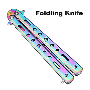LEYAOAndizhich Folding Colorful Tool, Tactical Stainless Steel Folding Butterfly-Open Style, Best Balance and Inertia, Great for Beginners