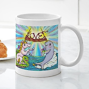 CafePress Narwhal And Unicorn Knitting Love Together Mugs Ceramic Coffee Mug, Tea Cup 11 oz