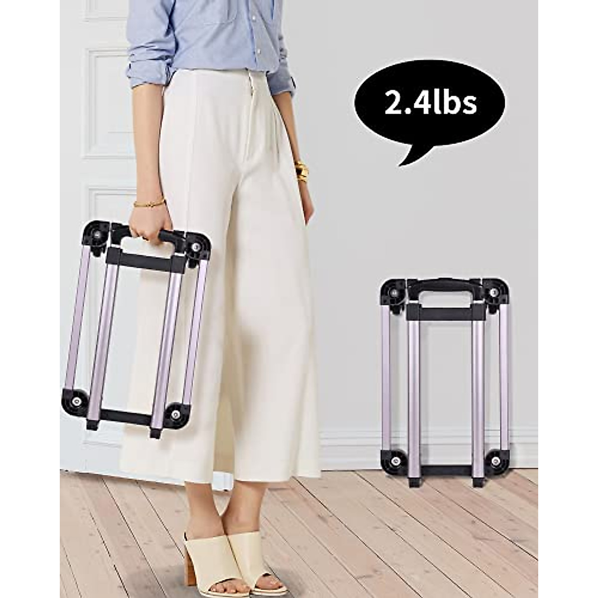 Folding Luggage Cart with 110 Lbs Capacity，Fanwoli 4 Wheels Hand Truck Compact Lightweight，Portable Dolly for Travel,Luggage,Moving, Shopping and Office Use