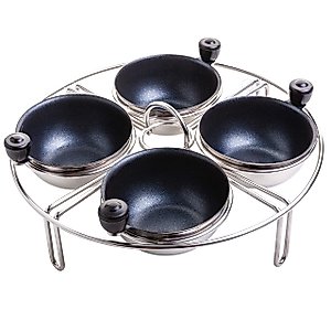 Eggssentials Egg Poacher Insert Stainless Steel Poached Egg Cooker Eggs Poaching Cup PFOA Free Egg Poachers Nonstick, 7.25" Rack Compatible with Skillet Instant Pot