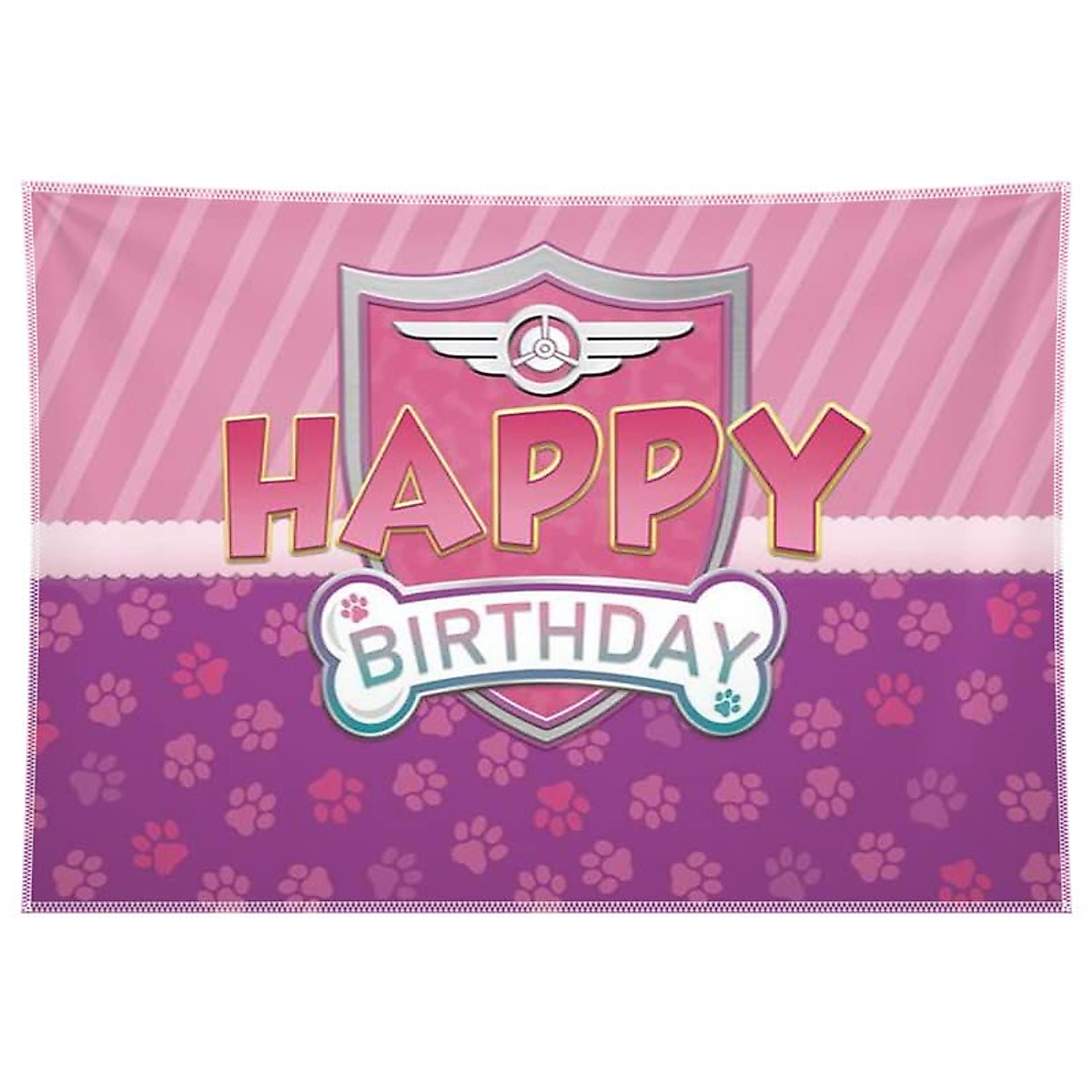 Yriujul 84x60inch Pink Dog Paw Logo Birthday Backdrop for Boy Girls Cartoon Party Decorations Photography Background Photo Banner Booth Props