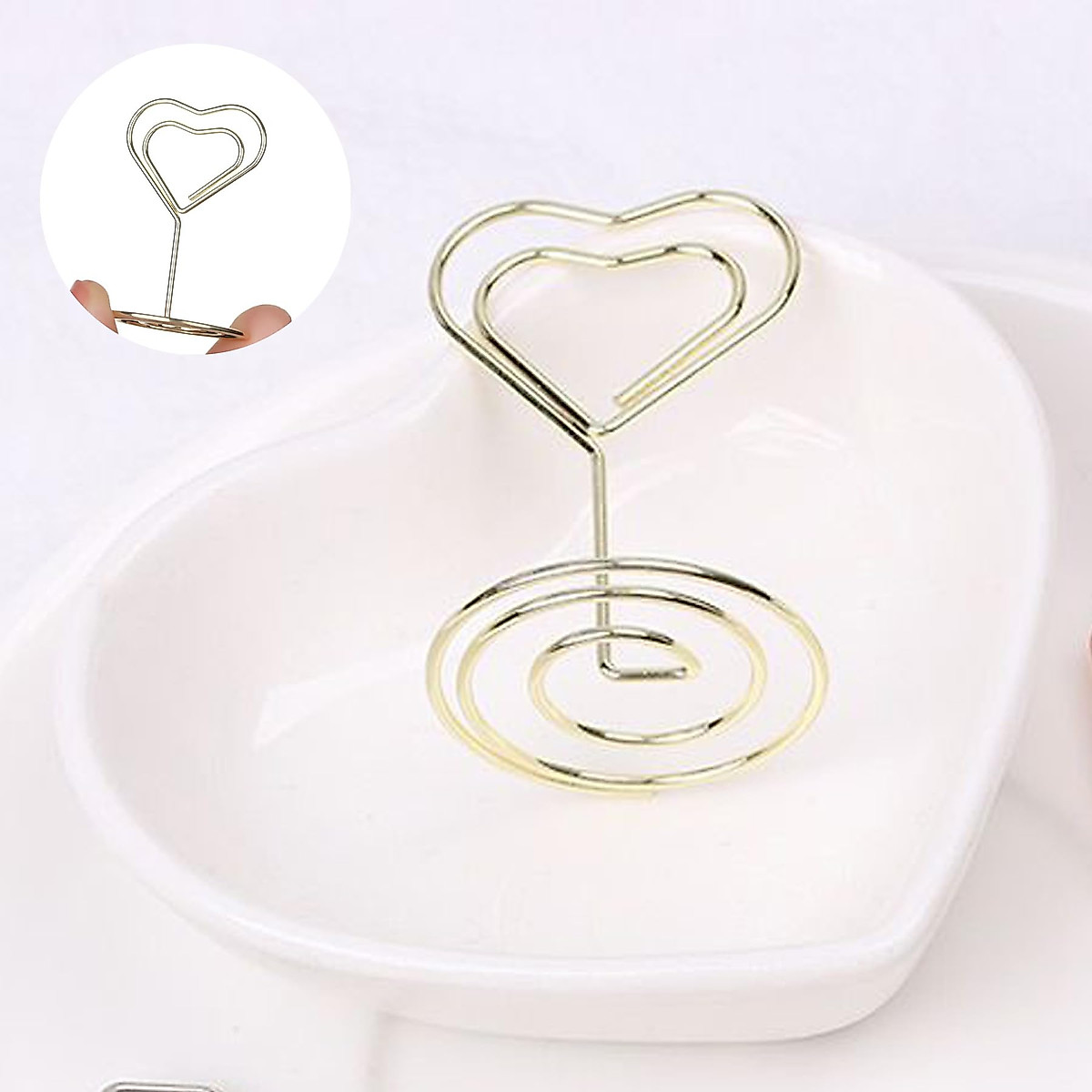 WOHENI 20Pcs Mini Table Number Holders,Place Card Holder,Wire Picture Holder,Small Size Table Card Holders,Photo Holder for Centerpieces,Wedding Reception,Party, Birthday (Gold)