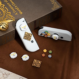 PERFECTSIGHT Cute D-Pad Button Caps Silicone Thumb Grips Set, ABXY Key Buttons Sticker Joystick Cover Caps Compatible with Nintendo Switch/OLED - Owl