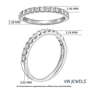 Vir Jewels 1/2 carat (ctw) Diamond Wedding Anniversary Band for Women, Half Eternity Round Diamond Engagement Ring 14K White Gold Prong Pave Set 0.50 cttw, Size 7