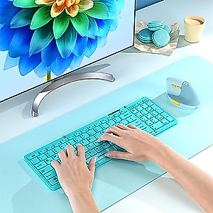 seenda Folding Keyboard with Number Pad, Portable Foldable Bluetooth Keyboard for Travel, Full-Size Rechargeable Keyboard for Laptop Tablet PC Smartphone Windows iOS Android - Green