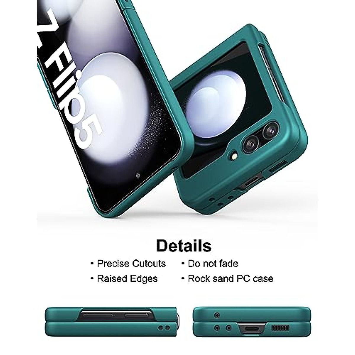 redluckstar Case for Samsung Galaxy Z Flip 5,Thin Slim Fit Matte PC with Non-Slip Full-Body Protection Phone Cover for Galaxy Z Flip 5 (Green)