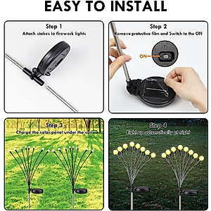 OZS 𝟔𝐏𝐚𝐜𝐤 𝐓𝐨𝐭𝐚𝐥 𝟒𝟖𝐋𝐄𝐃 Solar Garden Lights - Solar Firefly Lights Outdoor Solar Swaying Light Sway by Wind Solar Fairy Lights Outdoor Waterproof for Patio Garden Decoration (Warm White)