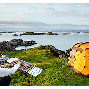 nbe Camping Charcoal Grill Portable BBQ Grill Stainless Steel Wood Burning Grill with Carrying Bag | Folding Small Grills For Outdoor Barbecues Traveling Picnics Garden/Beach Party (85*30.4*40.5CM)