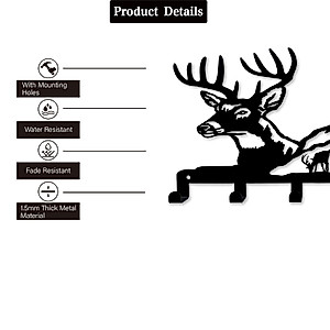 Sanshaoye Key Holder for Wall Decorative, Metal Key Holder, Key Organizer for Wall Mount, Hanging Key Rack with 7 Hooks, Key Hooks for Hallway Entryway Office Kitchen Farmhouse (Deer)