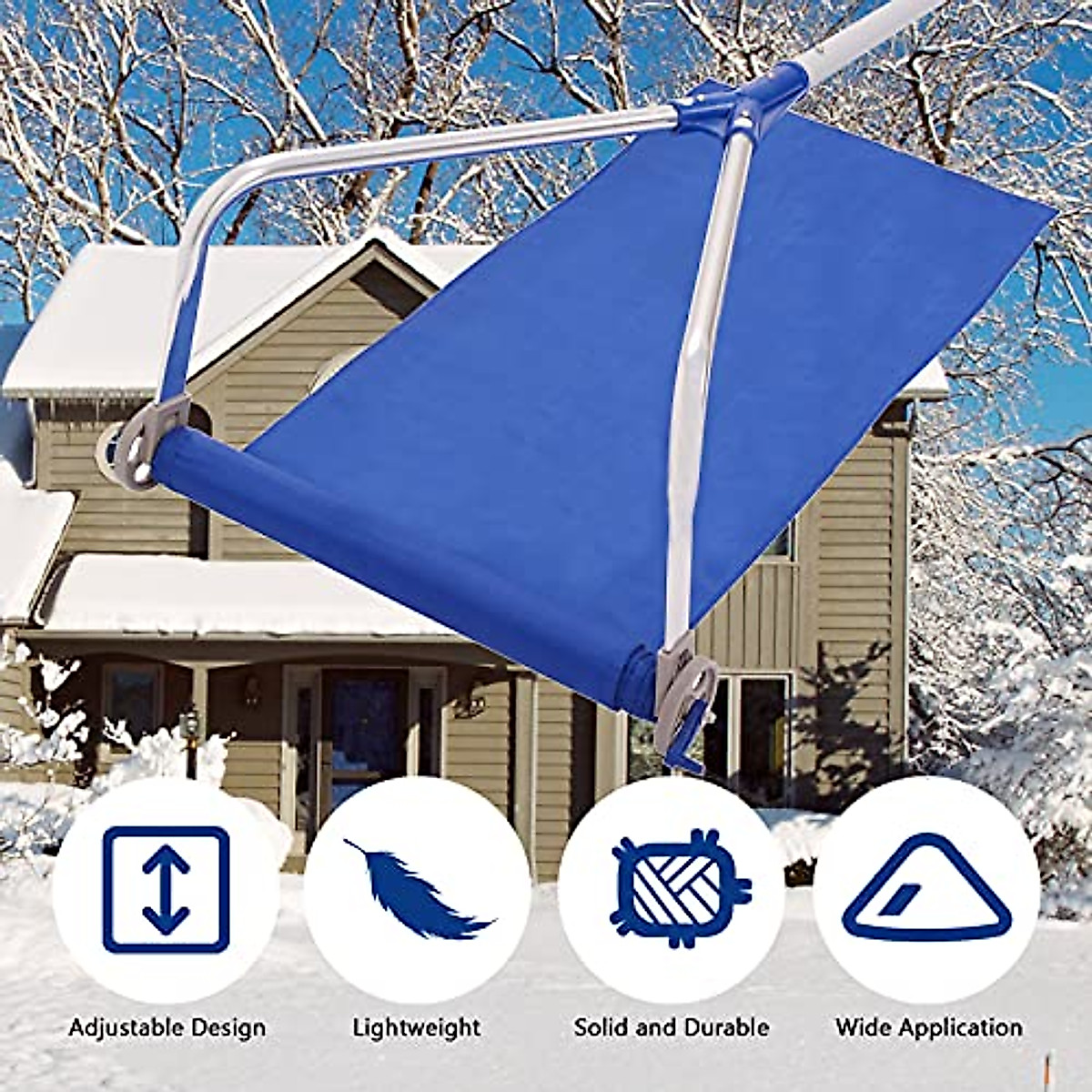 DORTALA 20FT Snow Roof Rake, Adjustable Telescoping Snow Shovel Rake, Practical Lightweight Roof Rakes for Snow Removal, Ideal for Long or Low-Pitched Roofs Snow Removal