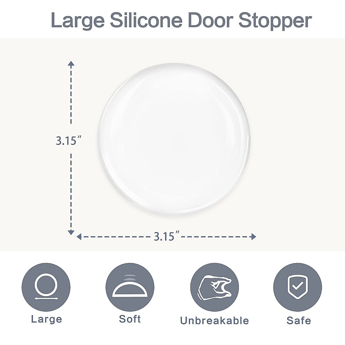 Large Door Knob Wall Protector 3.15“, 6pcs Clear Door Stopper Wall Protector with Strong Self Adhesive, Soft Silencer Door Bumpers for Home and Office