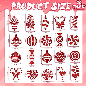 Tondiamo 20 Pcs Christmas Diamond Painting Keychain Kits 5D DIY Diamond Art Pendants Double Sided Candy Cane Hanging Diamond Painting Key Chains for Christmas Party Decoration Kids DIY Ornaments