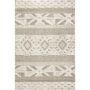 nuLOOM Reena High Low Textured Shaggy Tribal Area Rug, 8' 10" x 12', Beige