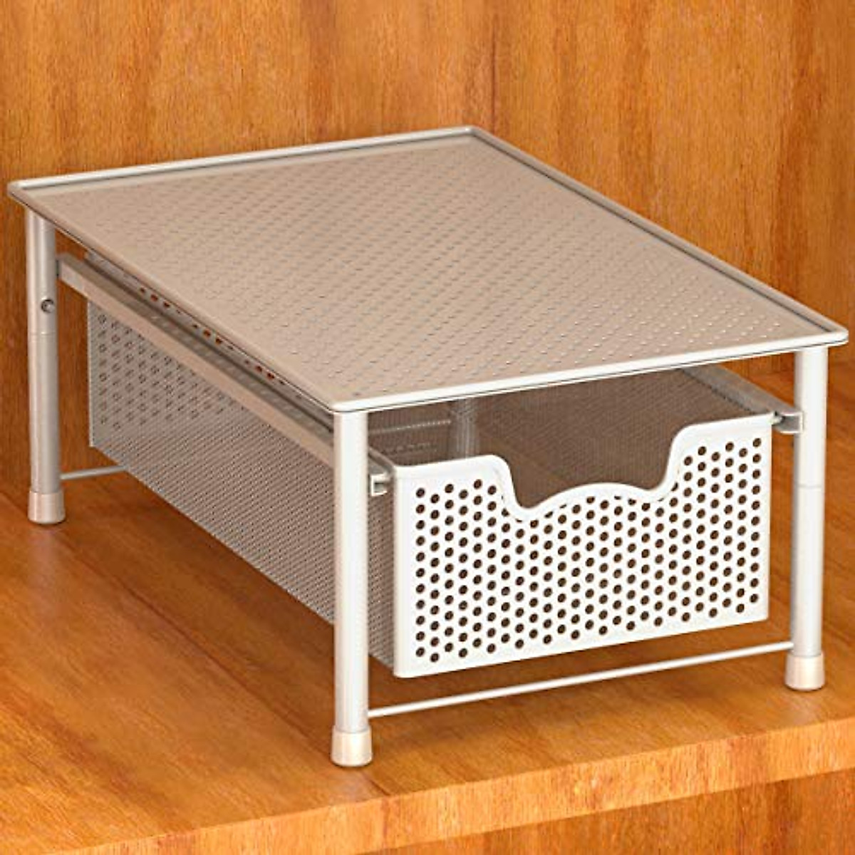 Simple Houseware Stackable Cabinet Basket Drawer Organizer, White