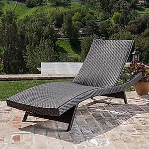 Christopher Knight Home Thira Outdoor Wicker Chaise Lounge with Aluminum Frame, Mix Mocha