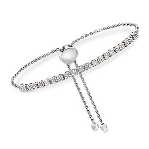 Ross-Simons 0.50 ct. t.w. Diamond Cluster Bolo Bracelet in Sterling Silver