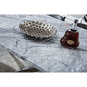 ShopBOPP Marble Dinner Table, Modern Gray Rectangle Dining Table with Marble Top and Stainless Steel Cross Base, Silver Mirrored Finish Kitchen Table Dining Room Table for Dining Room (63”, Gray)