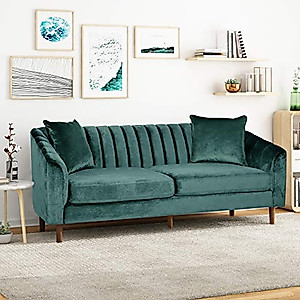 Christopher Knight Home Susan Velvet 3 Seater Sofa, Teal + Dark Brown