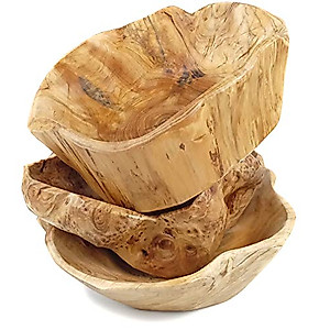 EWEIGEER Wooden Fruit Salad Serving Bowl Hand-Carved Root Bowls Creative Living Room Real Wood Candy Bowl 8"-10"