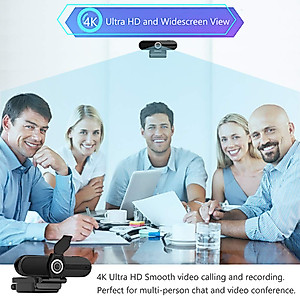 Webcam 4K HD Computer Camera 8MP Microphone PC Web Camera, Full Widescreen Laptop USB Webcams, Privacy Shutter, Tripod, Mac Desktop Notebook Webcam, Video Calling Recording Webcam