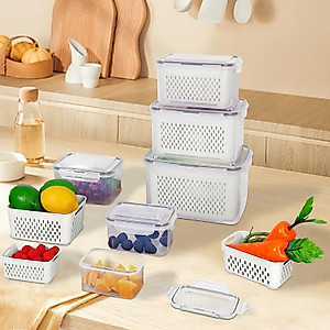 4-Piece Leakproof Fresh Fruit Containers with Strainer Lid - Easy Open & Close Plastic Berry Containers for Fridge