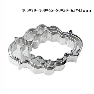 Plaque Frame Cookie Cutter 4Pcs/Set, Stainless Steel Pastry Biscuit Cookie Cutter Set Fondant Pancake Cutters Mold (Style 1)
