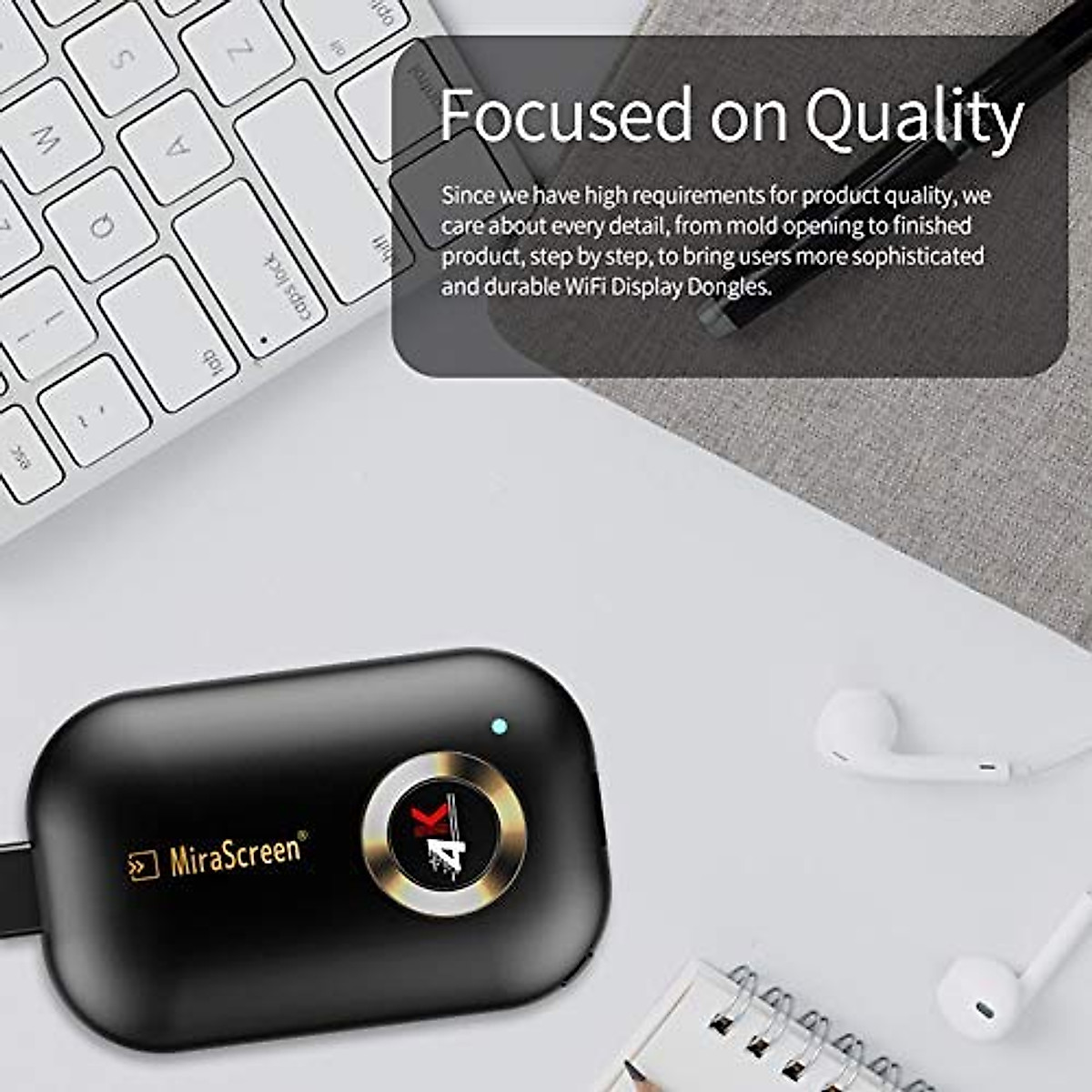 SmartSee HDMI Wireless Display Receiver WiFi 4K 1080P Mobile Screen Cast Mirroring Adapter Dongle for iPhone Mac iOS Android to TV Projector Support Miracast Airplay DLNA No Switching (2.4G)