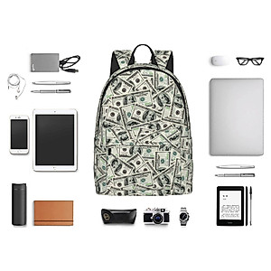 FeHuew 16 inch backpack US Dollar Money Laptop Backpack Full Print School Bookbag Shoulder Bag for Travel Daypack