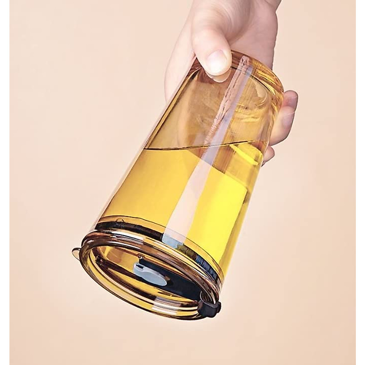 RYUHYF Straw cup, coffee cup, glass with straw and lid, double drink cup, milk cup, tea cup, ice coffee cup, car cup,set of 1 (16oz, Amber)