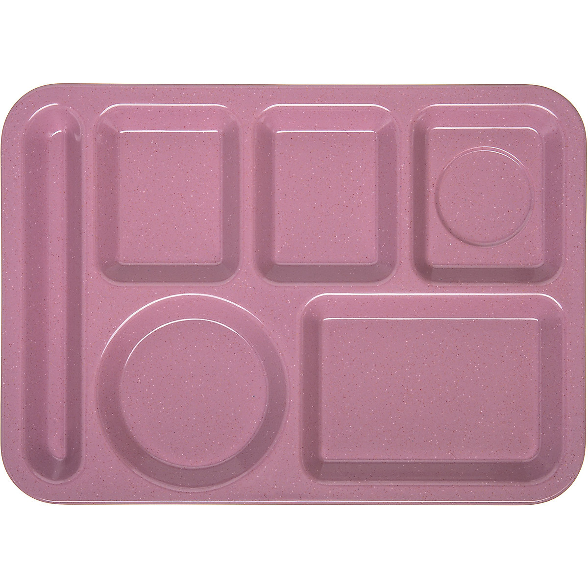 Carlisle FoodService Products Plastic Meal Tray, Left-Handed, 14 x 10 Inches, Melamine, 12-Pack, Rose Granite