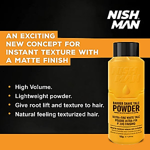 NISHMAN Barber Talc Powder for After Haircut or Shaving, White, 6.4 oz. 180gr