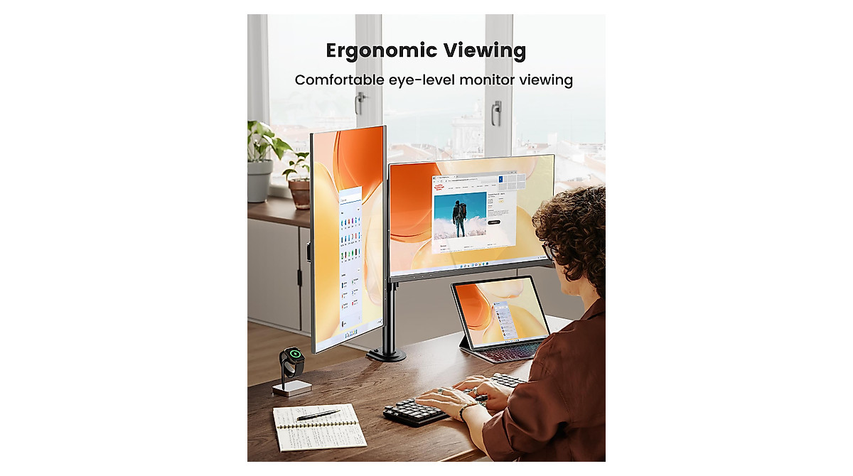 Ergear Dual Monitor Stand 13-32": Heavy Duty, Fully Adj