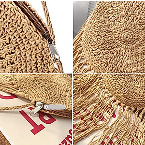 Nice Pies Women Round Handbags Straw Bag holiday beach round bag Tassel Vintage Cotton line Messenger Bag