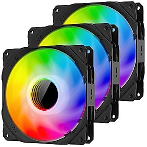 novonest 120mm PC Case Fan,5V 3PIN Addressable RGB Silent Fan,PWM 4PIN Adjustable Fan Group,High Performance Rotating Infinity Mirror Fan, with Fan Hub,UA0107(3-Pack)