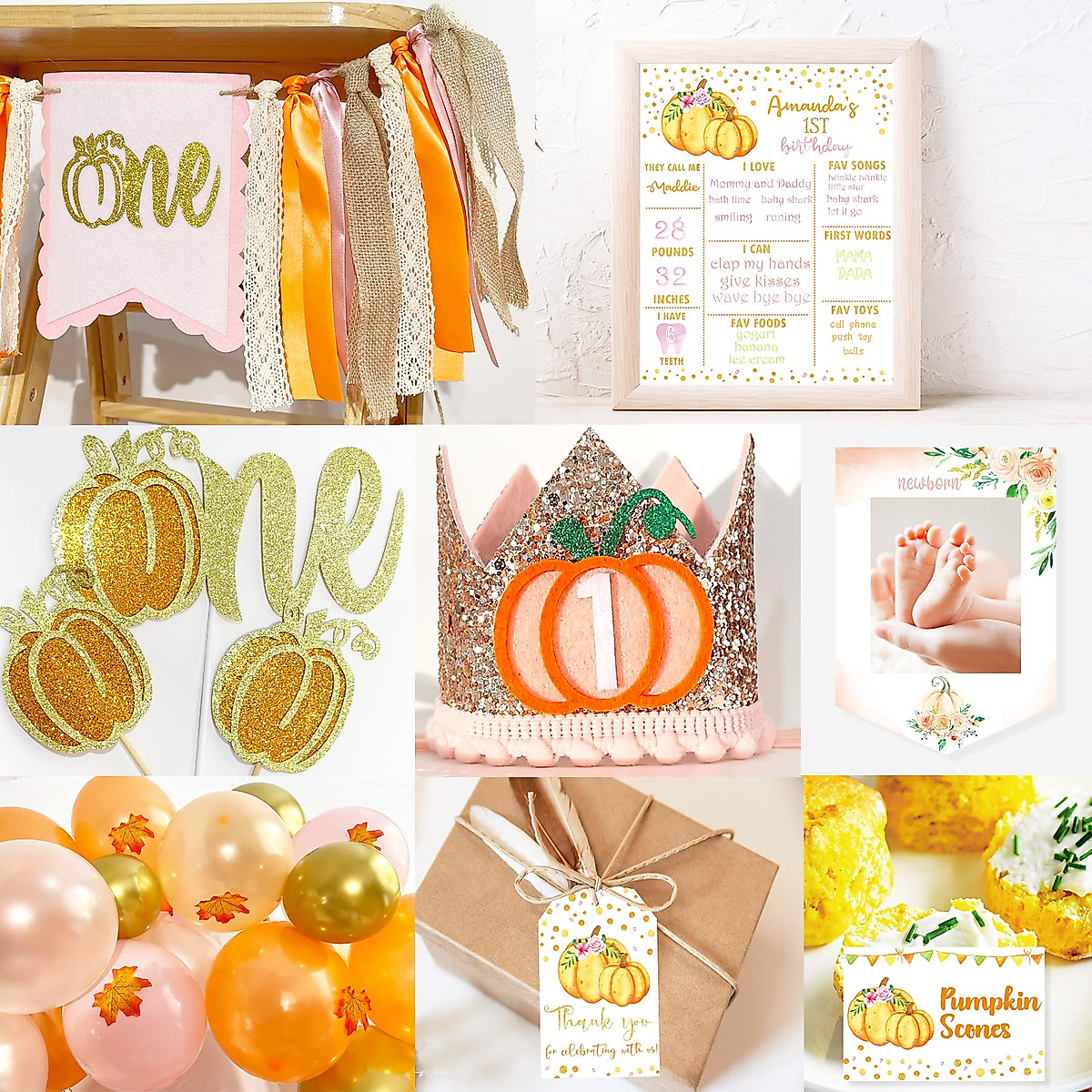 Little Pumpkin 1st Birthday Decorations, Pumpkin First Birthday Decorations Supplies for Autumn Fall 1st Birthday Party, Halloween Thanksgiving 1st Birthday, Our Little Pumpkin is Turning One