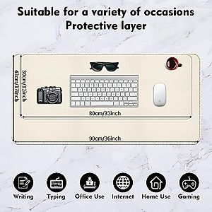 Giecy Desk Mat, Dual-Sided Desk Pad, Large Mouse Pad for Desk, Natural Cork & PU Leather Non-Slip Waterproof Desk Mats for Office and Home (31.5" x 15.7", Beige)