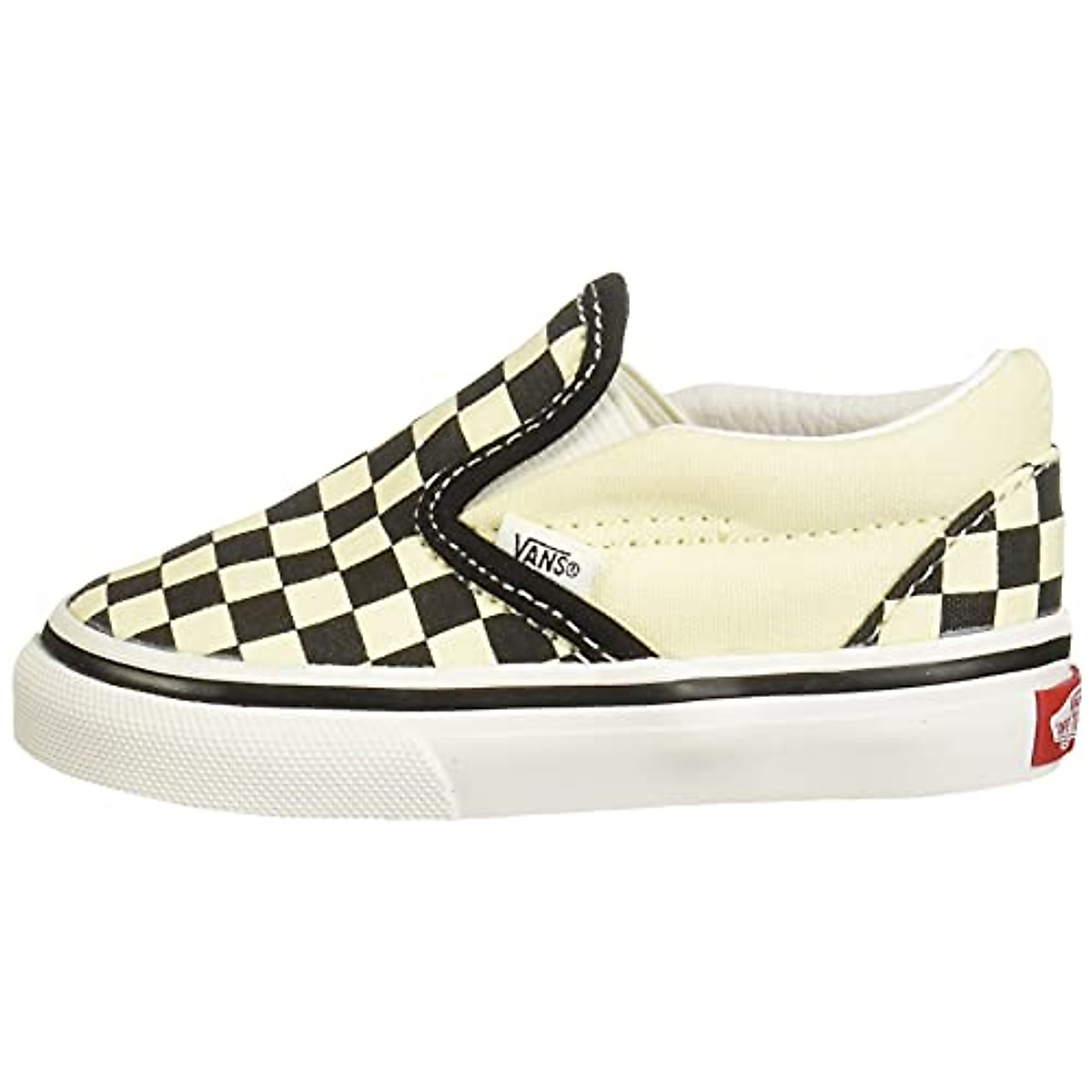 Vans Unisex-Child Classic Slip-ON-K, Black/White Checkerboard/White, 8 M US Toddler