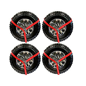 Reinforced Tie Down Lasso Straps 2" x 8 FT | Red | 2" Ratchets with Finger J Hooks | (Pack of Four) Car Hauler, Flatbed, Tow Truck, Professional Quality/Use