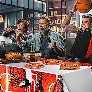 Juhap 41Pack Boy Basketball Birthday Party Supplies, Sports Themed Party Tableware Set Includes 20 Dessert Plates 20 Napkins and 1 Tablecloth for Basketball Theme Birthday Party Decorations