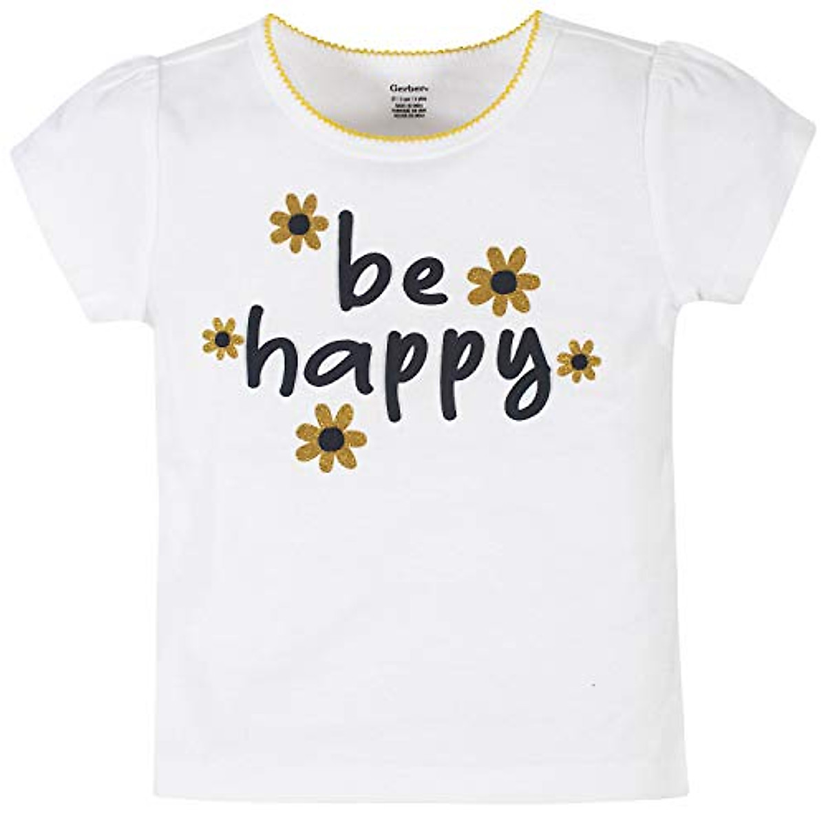 Gerber baby girls Toddler 4-piece Shirt, Onesie, Skirted Panty and Pants Set, Yellow Daisies T Shirts, 18 Months US