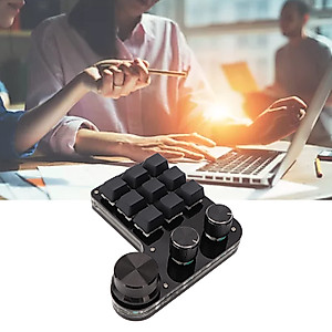 RGB Mechanical Gaming Keyboard 9 Key, One Handed Macro Keypad, LED Backlit Programmable Macro Mechanical Keyboard 3 Knob Blue Switch, for PC Game