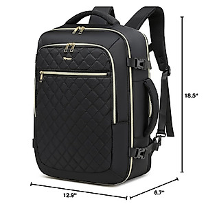 MOMUVO Travel Backpack for Women, 17 Inch Flight Approved Carry on Backpack Water Resistant Large 40L Luggage Daypack Business College School Weekender Overnight Laptop Backpack, Black