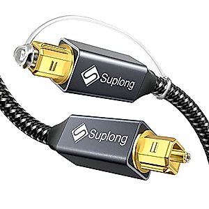 Suplong Optical Digital Audio Cable 6ft/1.8m Fiber Optical Audio Cable Toslink S/PDIF (Nylon Braided,Gold-Plated) for Sound Bar, TV, Sony, Samsung, Bose, LG, Vizio, Sonos