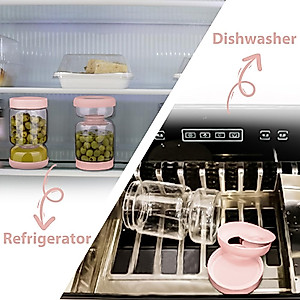 Homnoble Pickle and Olive Hourglass Jar with Strainer Flip for Pickle Juice Separator from Wet and Dry, Upgrade Food-grade ABS Lid and BPA Free Hourglass Pickle Jar for Airtight Food Storage, Pink