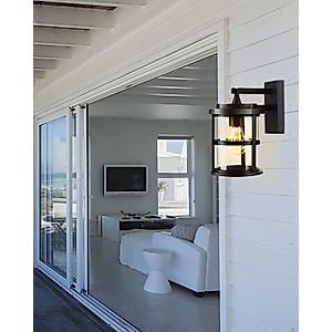 UFOND Outdoor Wall Lantern,Waterproof Matte Black Wall Mount Light with Clear Glass Shade,Front Porch Wall Light Fixture, Exterior Wall Sconce for Entryway Hallway Patio Garage Doorway