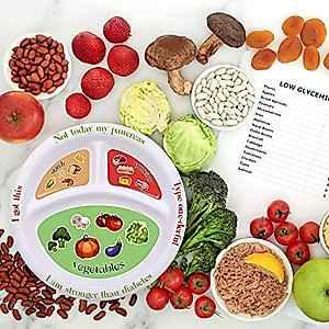 Diabetic Portion Control Plate Melamine Divided Plates for Adults with Protein, Carbs and Vegetables Diet Plate Portion Size Dishes Nutrition Plate for Balanced Eating Kitchen Food Serving (2 Pack)